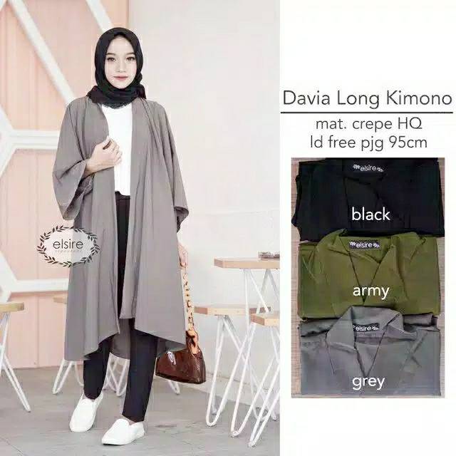 Jual Davia Long Kimono Long Outer Free Size Cod | Shopee Indonesia