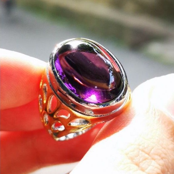 Jual Natural Batu Kecubung Bungur Top Colour Hot Kristal Plus Ring ...