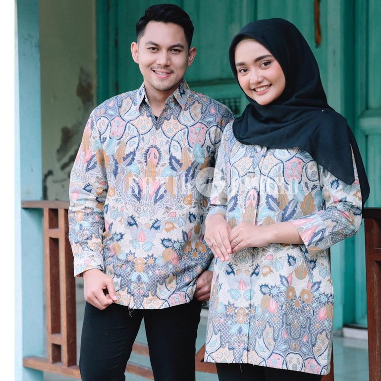 Jual COUPLE BATIK Ruffle Couple KEMEJA COUPLE BATIK TERLARIS BATIK TALENTA Batik Couple keluarga ...