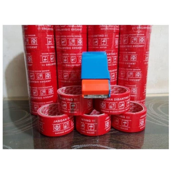 Jual PACKING LAKBAN FRAGILE ISOLASI LEM SELOTIP WARNA MERAH TAPE ONLINE ...
