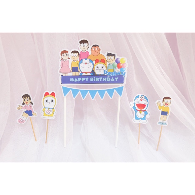 Jual topper cake cupcake kertas doraemon tusuk hiasan kue ulangtahun ...