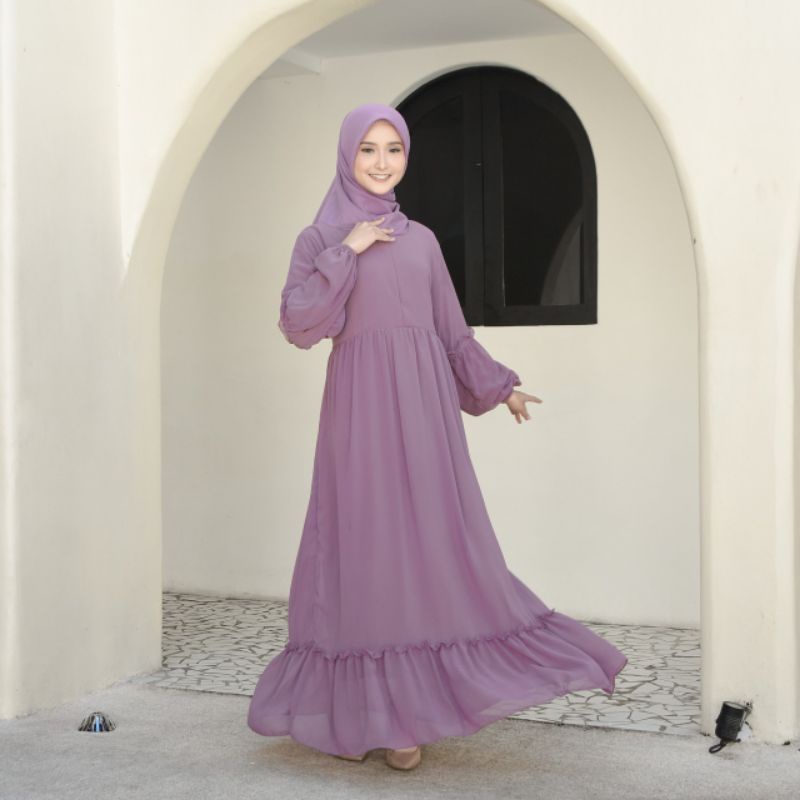 Jual Gamis Ceruty Babydoll Polos Full Puring | Shopee Indonesia