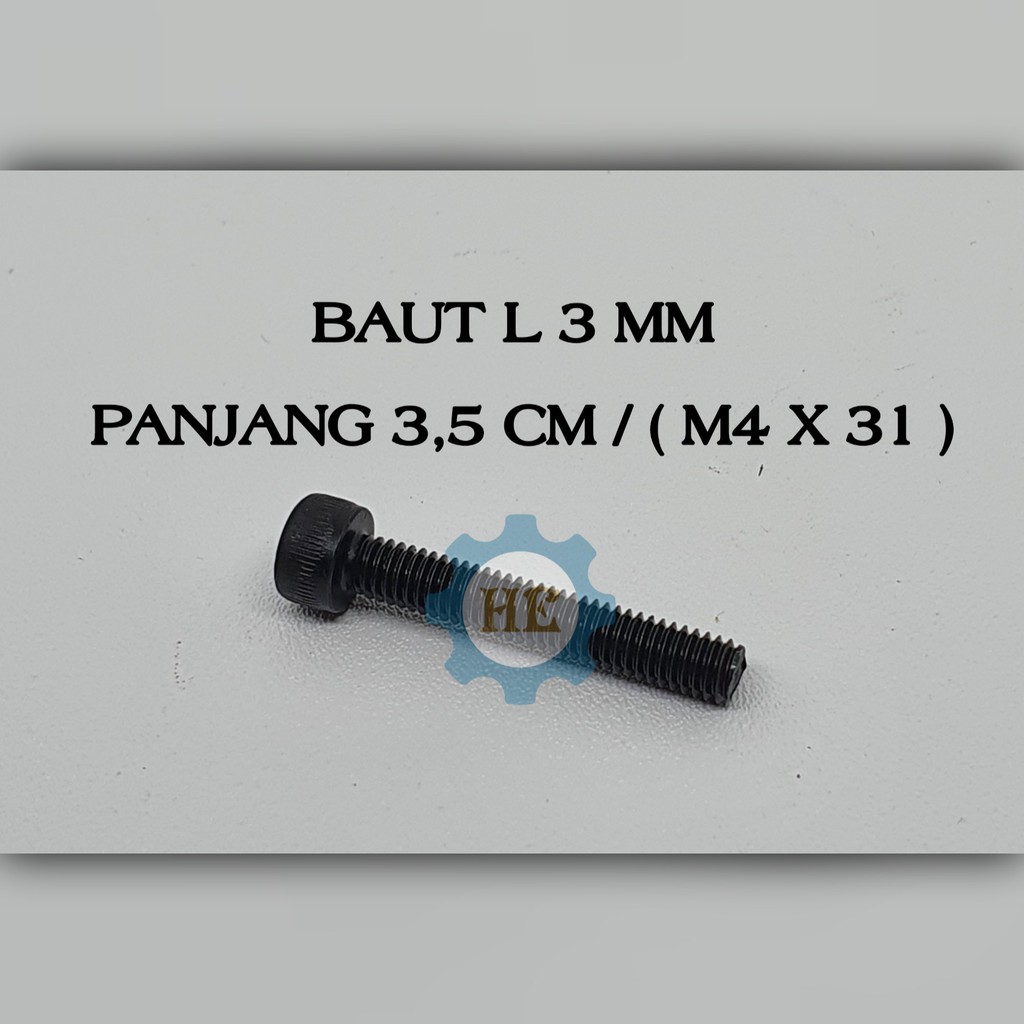 Jual BAUT L 3MM PANJANG 3,5CM / M4 X 31 ISI 10 PCS | Shopee Indonesia