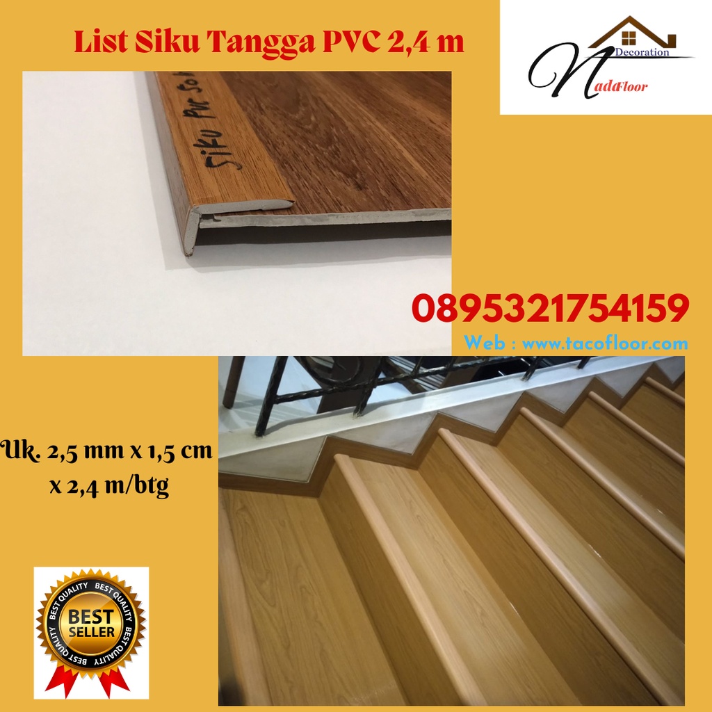 Jual Step Nosing MDF/PVC dan List Siku Tangga PVC Warna Custom | Shopee ...
