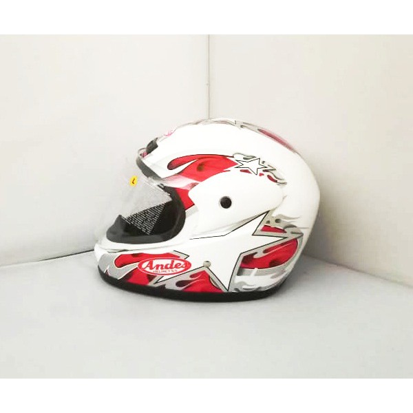 Jual Helm Andes AS-555 White/A25 Red FullFace | Shopee Indonesia