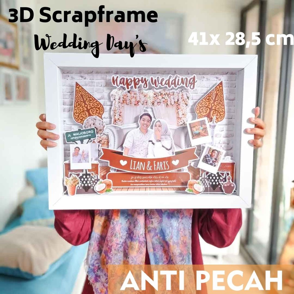 Jual Kado Nikah Unik 3D Scrapframe Bingkai Fiber ANTI PECAH - Wedding ...