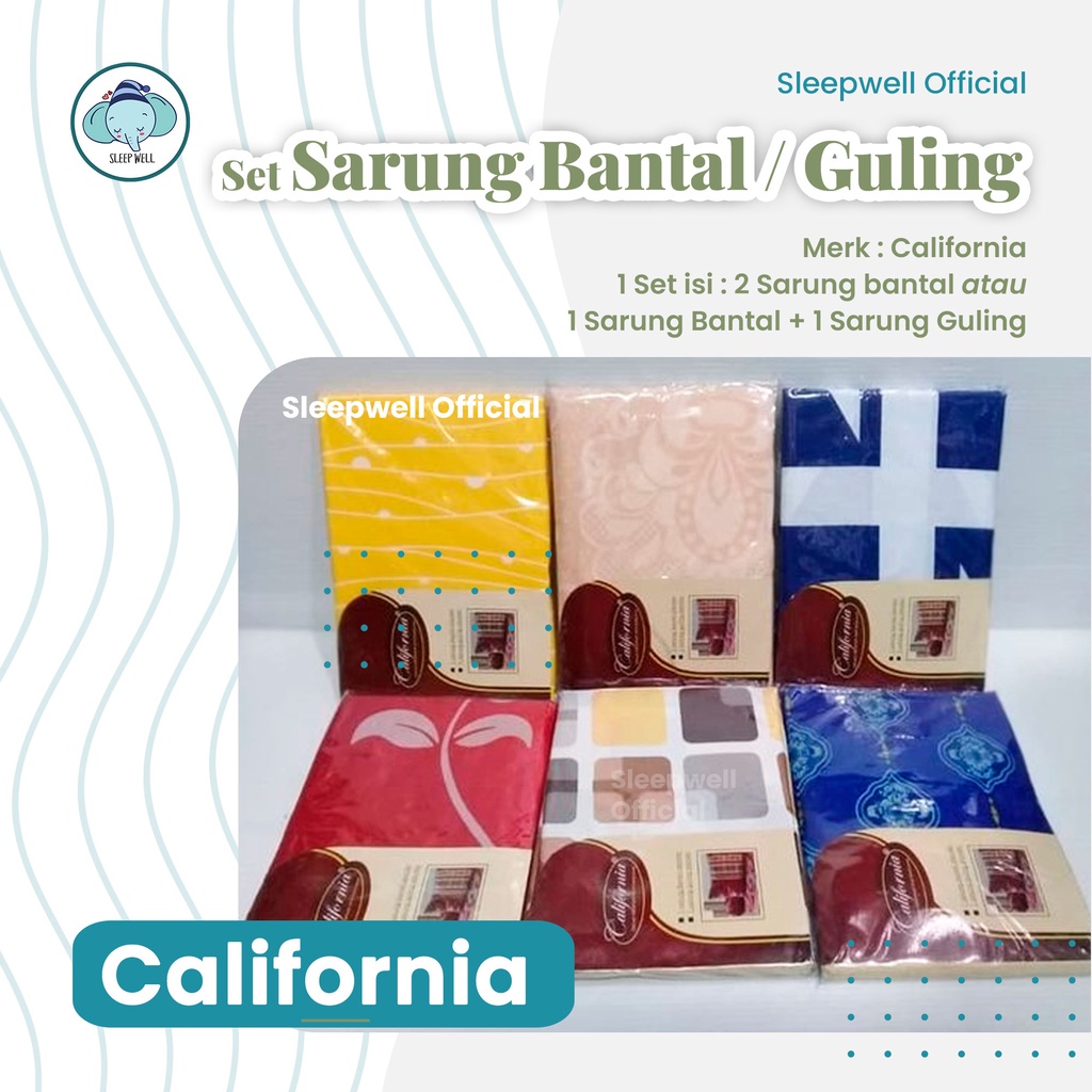 Jual Set Sarung Bantal / Guling merk CALIFORNIA - Halus Disperse Print ...