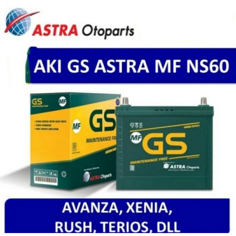 Jual Aki GS MF ASTRA NS60 / NS 60 / 46B24R - Avanza / Xenia / Veloz | Shopee Indonesia