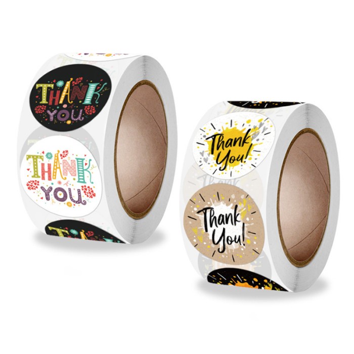 Jual Sticker Label Thank You Dekoratif Stiker Colorfull diameter 2,5 cm ...