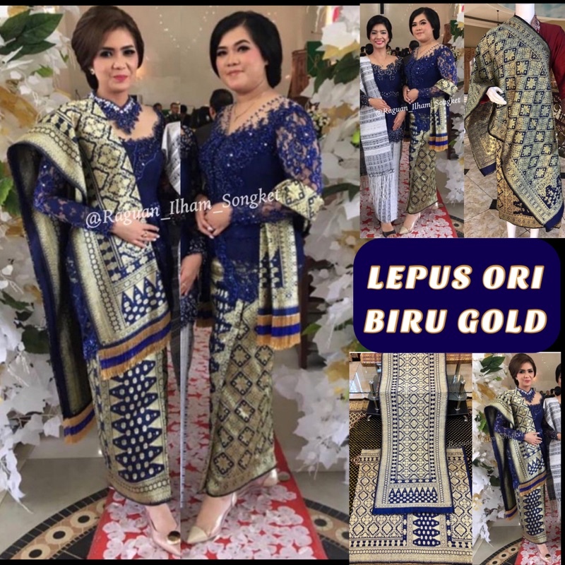 Jual Songket Lepus Exclusive Benang 1 ORI Biru / Songket Tenun Palembang asli Tenun Tangan/ilham ...