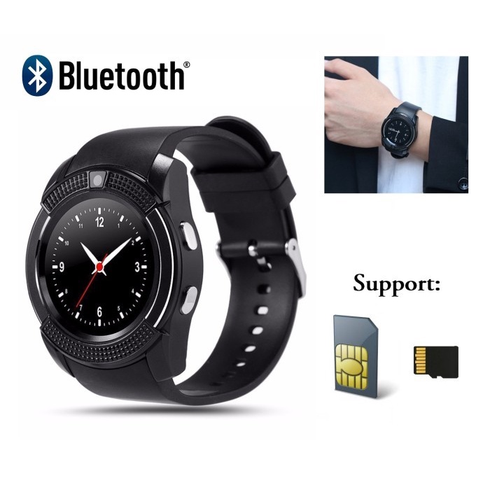 Jual HM_Smartwatch Round V8 Support SIM Card And Micro SD/ Smart watch ...