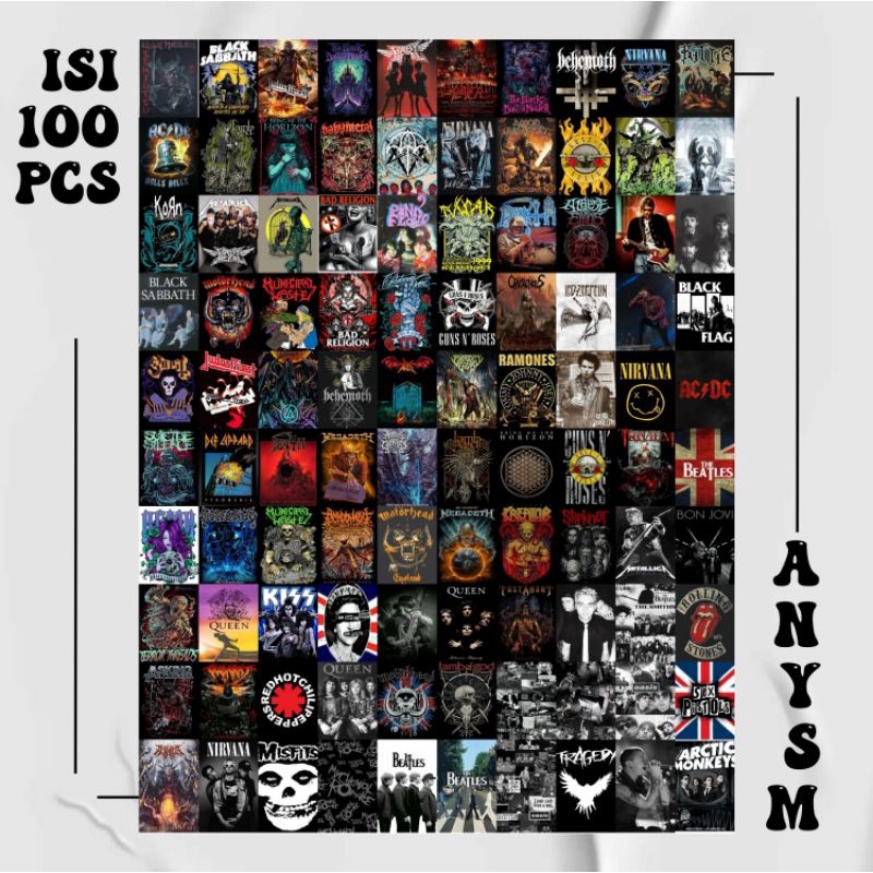 Jual (100 pcs) poster band rock metal mix. poster dinding aesthetic ...