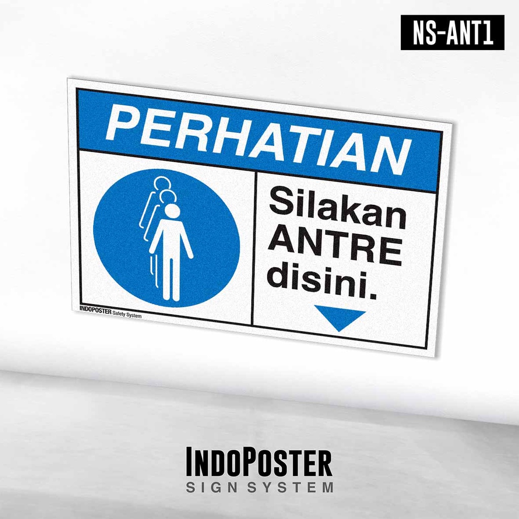 Jual Stiker Safety Sign Rambu K3 ANSI Silakan Antre Disini | Shopee ...