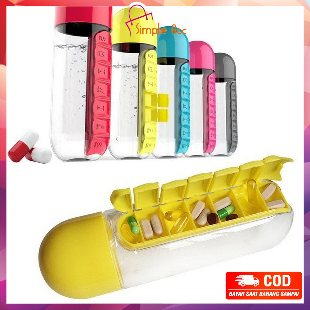 Jual DO-C313 Botol Minum 2 IN 1 Botol Air Minum 600ML + Kotak Obat ...