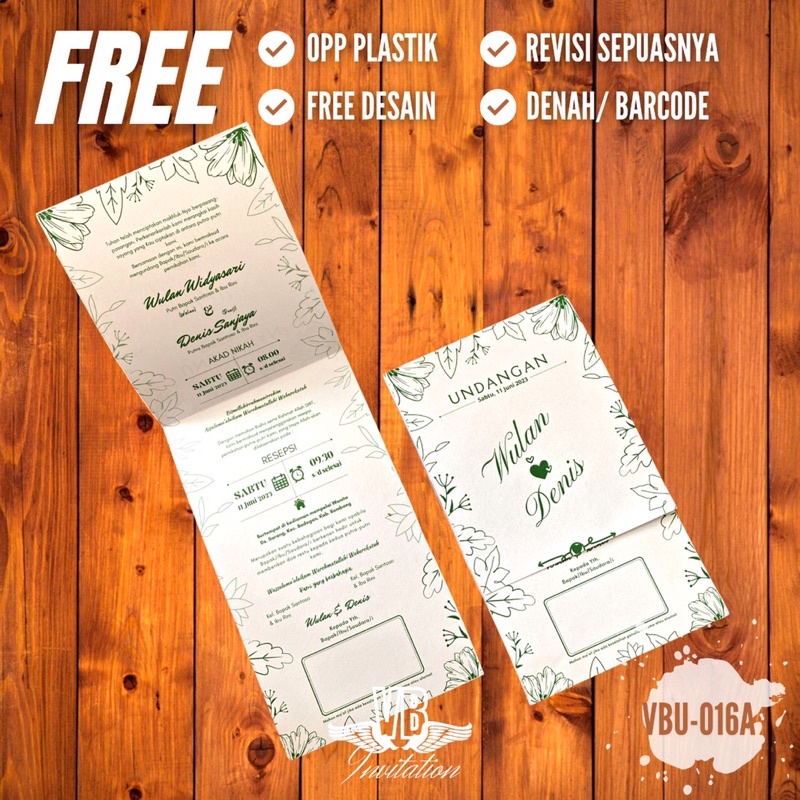 Jual Undangan Pernikahan Lipat 2 Undangan Pesta Undangan Wedding ...