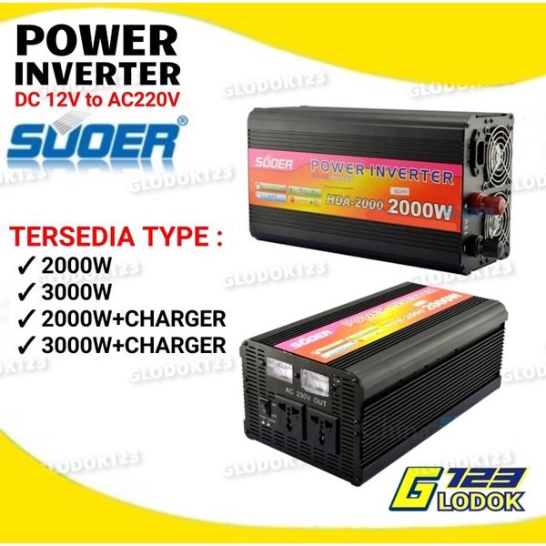 Jual SUOER Power Inverter Solar Panel UPS DC 12V To AC 220V 2000 3000 ...