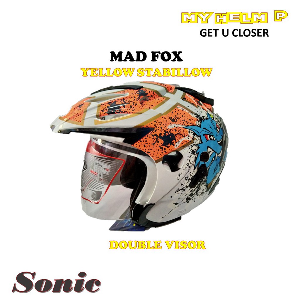 Jual HELM HALF FACE SHELL SONIC MOTIF DOUBLE VISOR BUSA FULL KNOCKDOWN ...