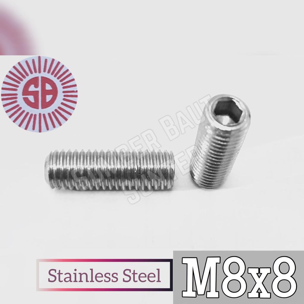Jual M8x8 Baut L Tanam Stainless Socket Set Screw SS 304 | Shopee Indonesia
