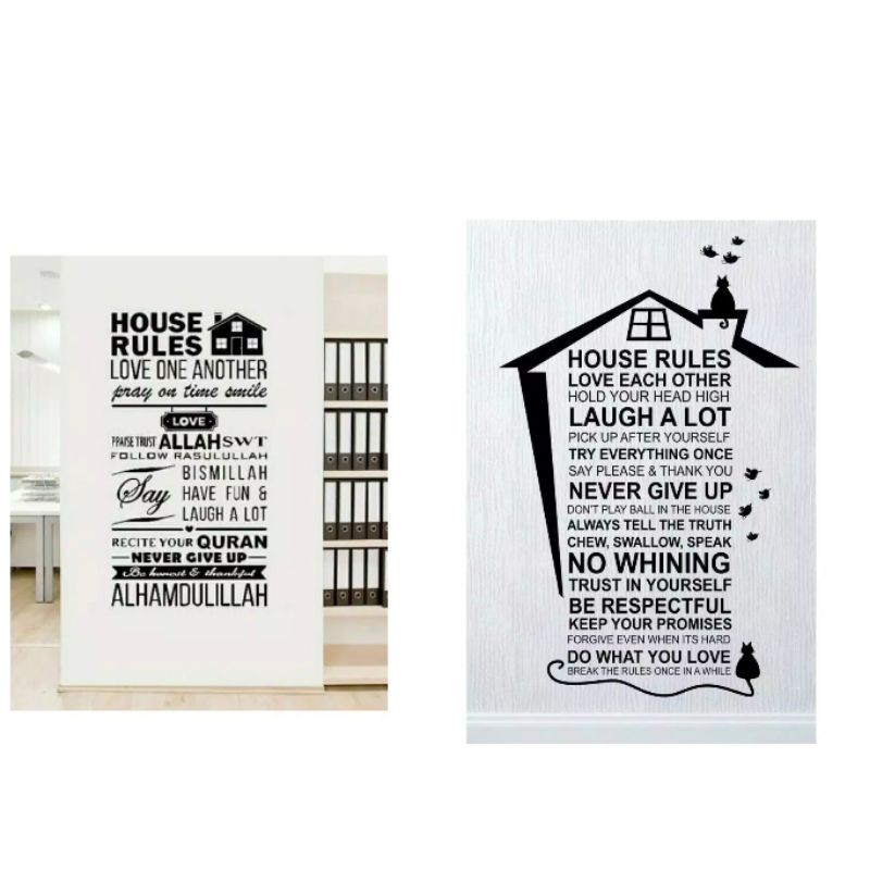 Jual wallsticker quotes house rules stiker dinding | Shopee Indonesia