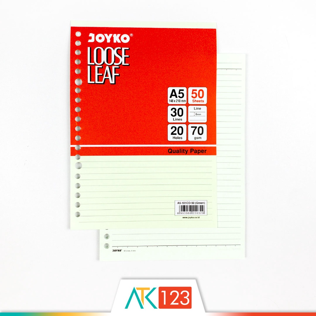 Jual Isi / Refill Kertas Binder / Loose Leaf Warna / Color A5 , 20 Holes isi 50 Lembar Joyko ...