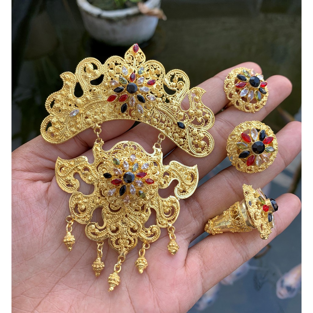 Jual bros alpaka bali set kebaya motif T2 KONDE PADI | Shopee Indonesia