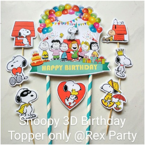Jual Topper Kue Snoopy/Snoopy Cake Topper/Snoopy 3D Birthday Topper ...