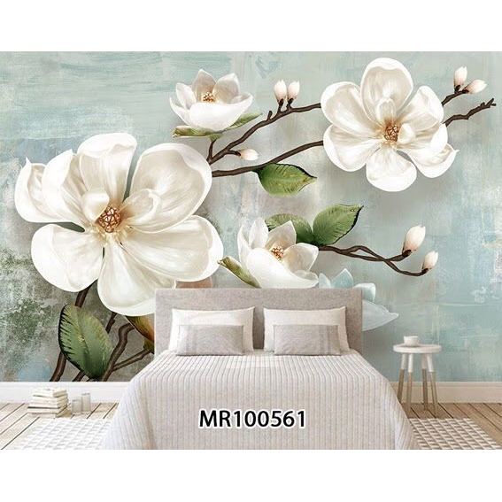 Jual WALLPAPER 3D DINDING PHOTOWALL MURAL BUNGA BESAR PUTIH ELEGANT ...