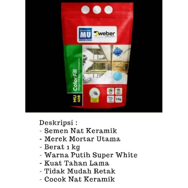 Jual Semen Nat Keramik Oker Mortar Utama MU Super White Putih 1 kg ...