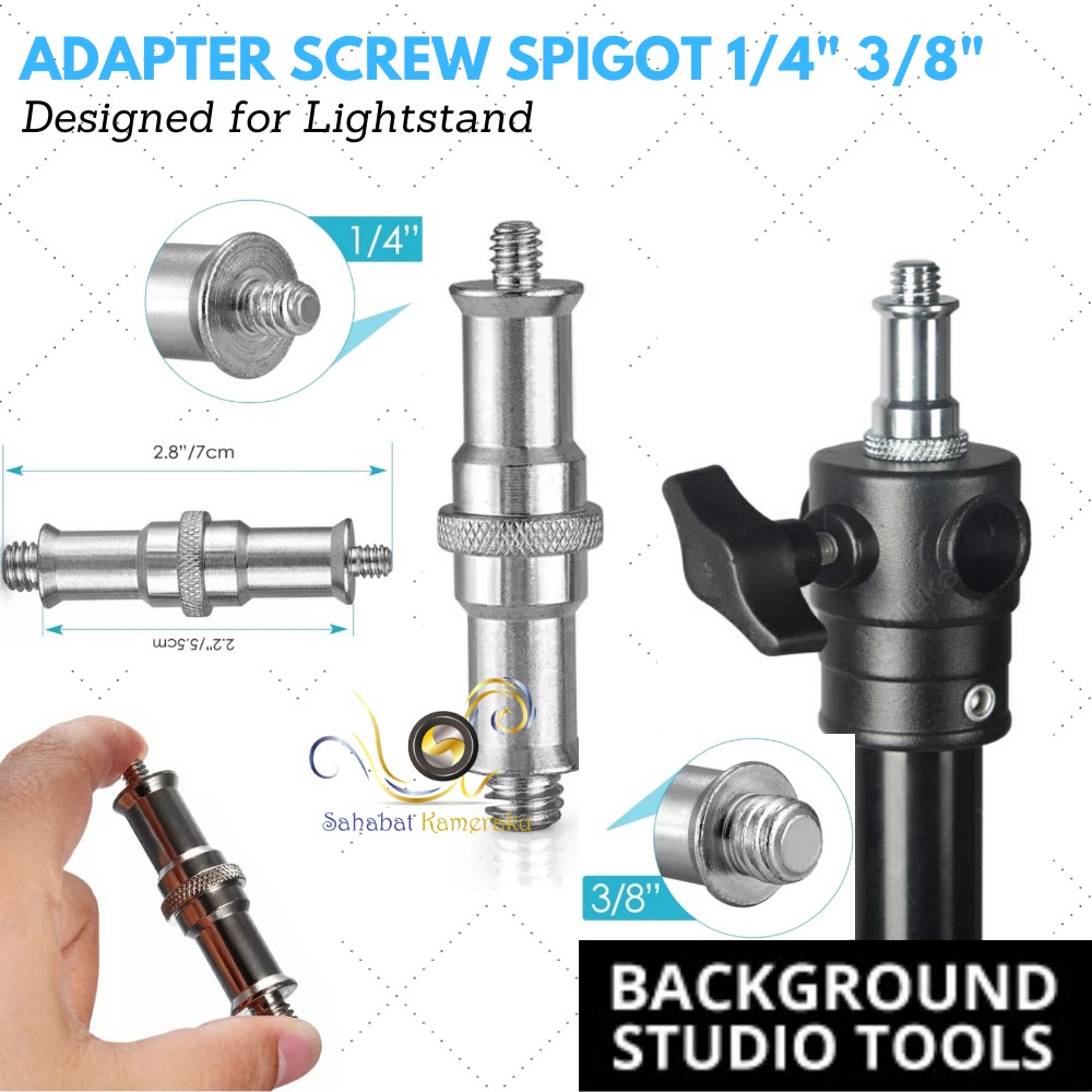 Jual Spigot Lightstand Studio Male 1/4 3/8 Adapter Screw for Light ...