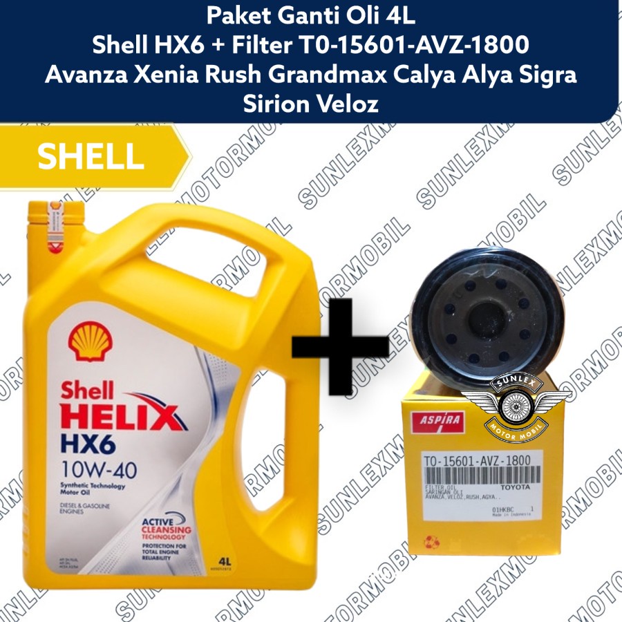 Jual [GRATIS FILTER OLI AVZ-1800] Paket Ganti Oli 4L Shell HX6 10W40 ...