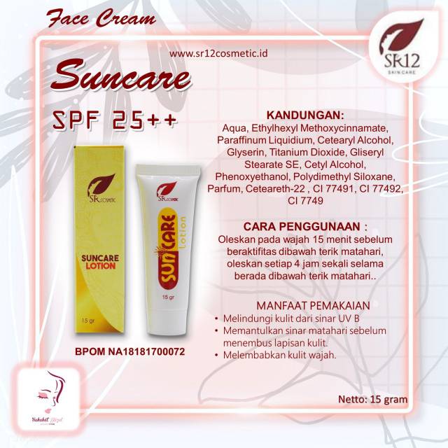 Jual SUNCARE SR12 DENGAN SPF 25++ WAJAH BEBAS DARI BELANG | Shopee ...
