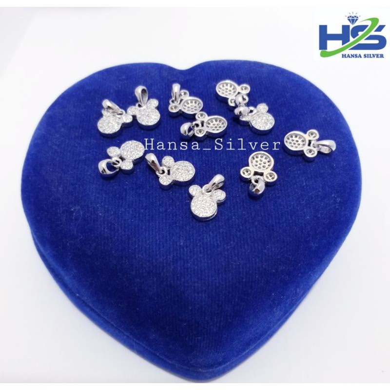 Jual Liontin Perak Silver Asli 925 Lapis Emas Putih Model Mickey Mouse ...