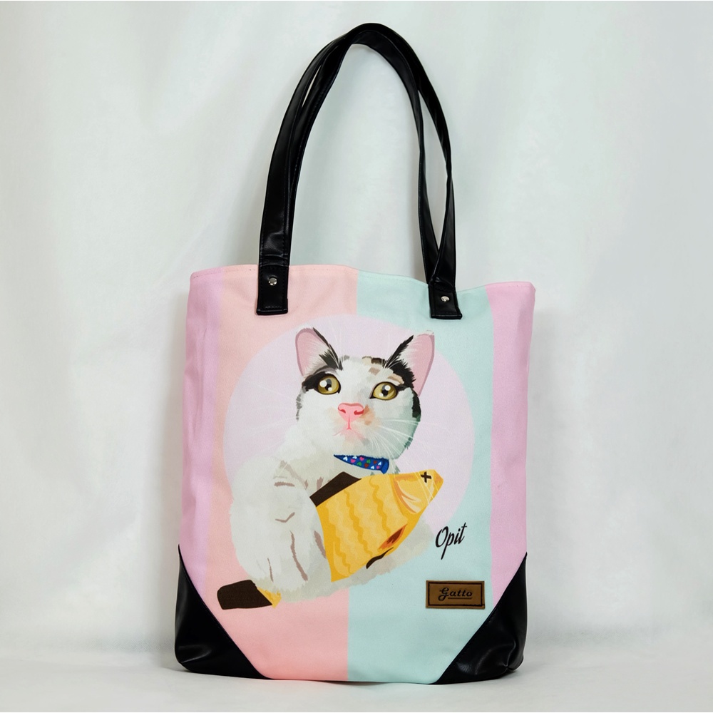 Jual Tas Tote Bag Wanita Motif Kucing / Tote Bag Premium Gatto / Tas ...