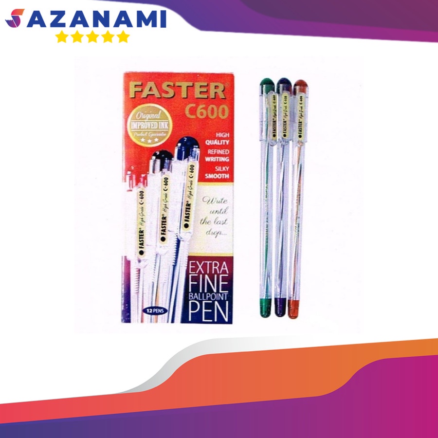 Jual FASTER PEN PULPEN C600 EXTRA FINE 1 KOTAK 1 LUSIN BALLPOINT BOLPEN ...