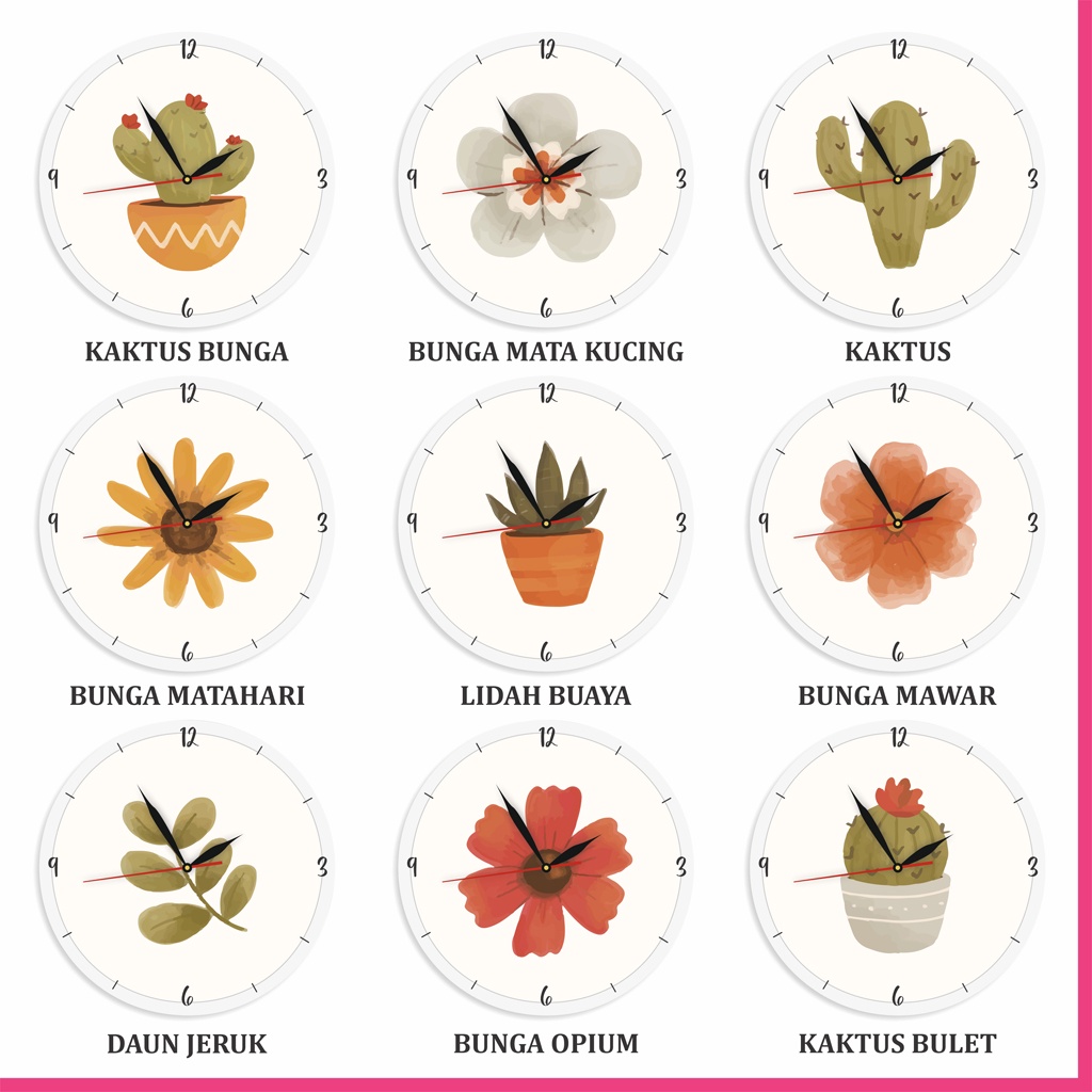 Jual Jam Dinding Kayu Aesthetic Hiasan Ruang Tamu Motif Tumbuhan ...