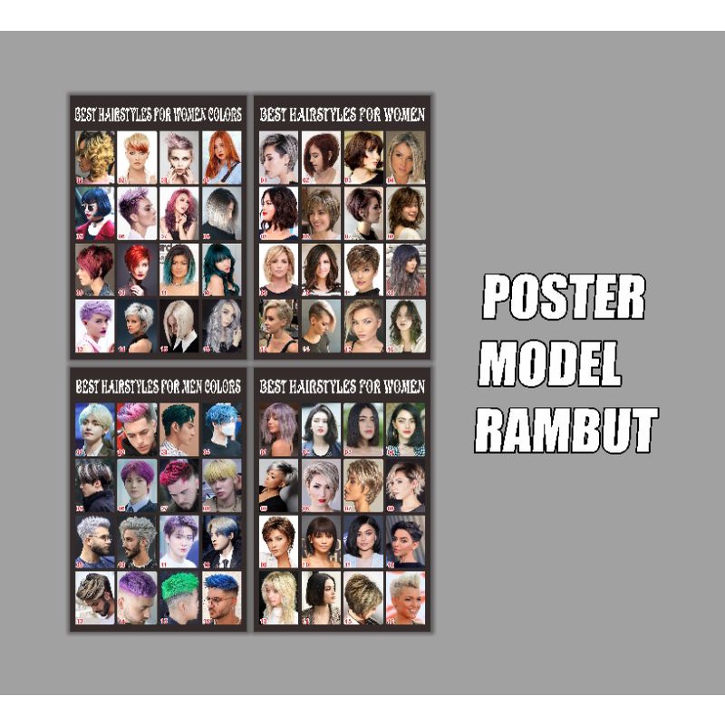 Jual poster model rambut paket 4 poster | Shopee Indonesia