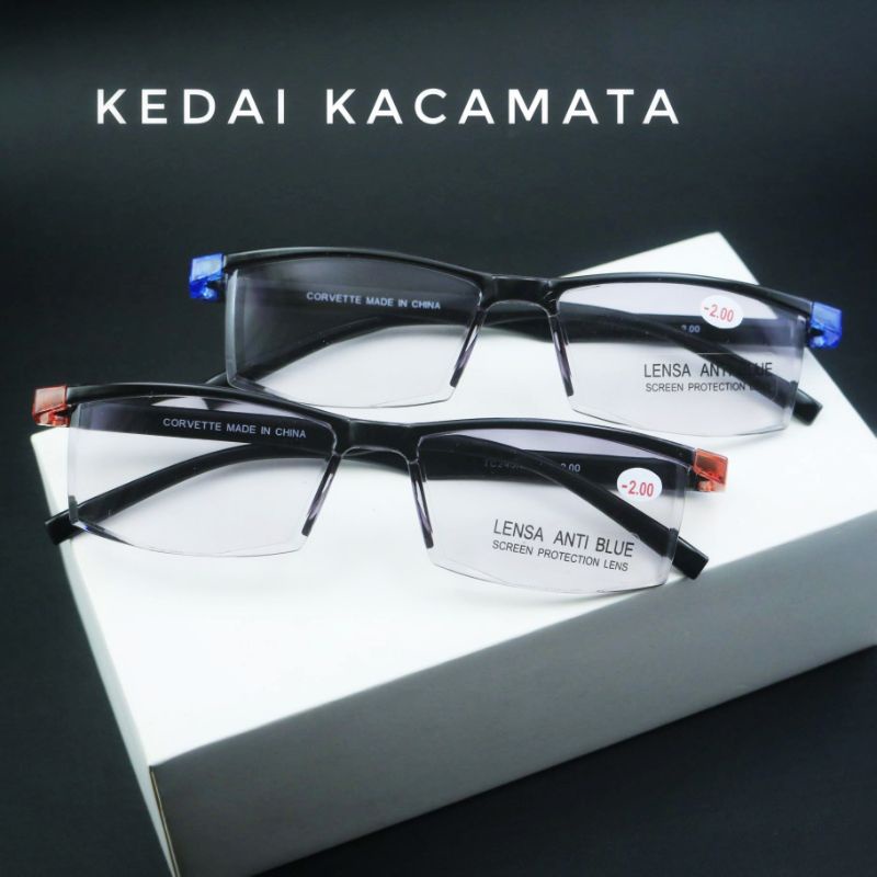 Jual 245/KACAMATA MINUS LENSA HITAM GRADIASI/KACAMATA MINUS FRAMELESS ...