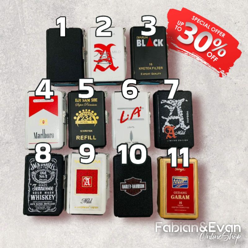 Jual Kotak Tempat Wadah Rokok Plus Korek Api Gas Bara | Shopee Indonesia