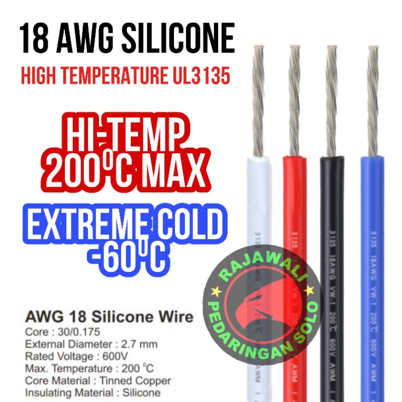 Jual KABEL TAHAN PANAS 18 AWG SILICONE CABLE PER 50CM KABEL DRONE ...