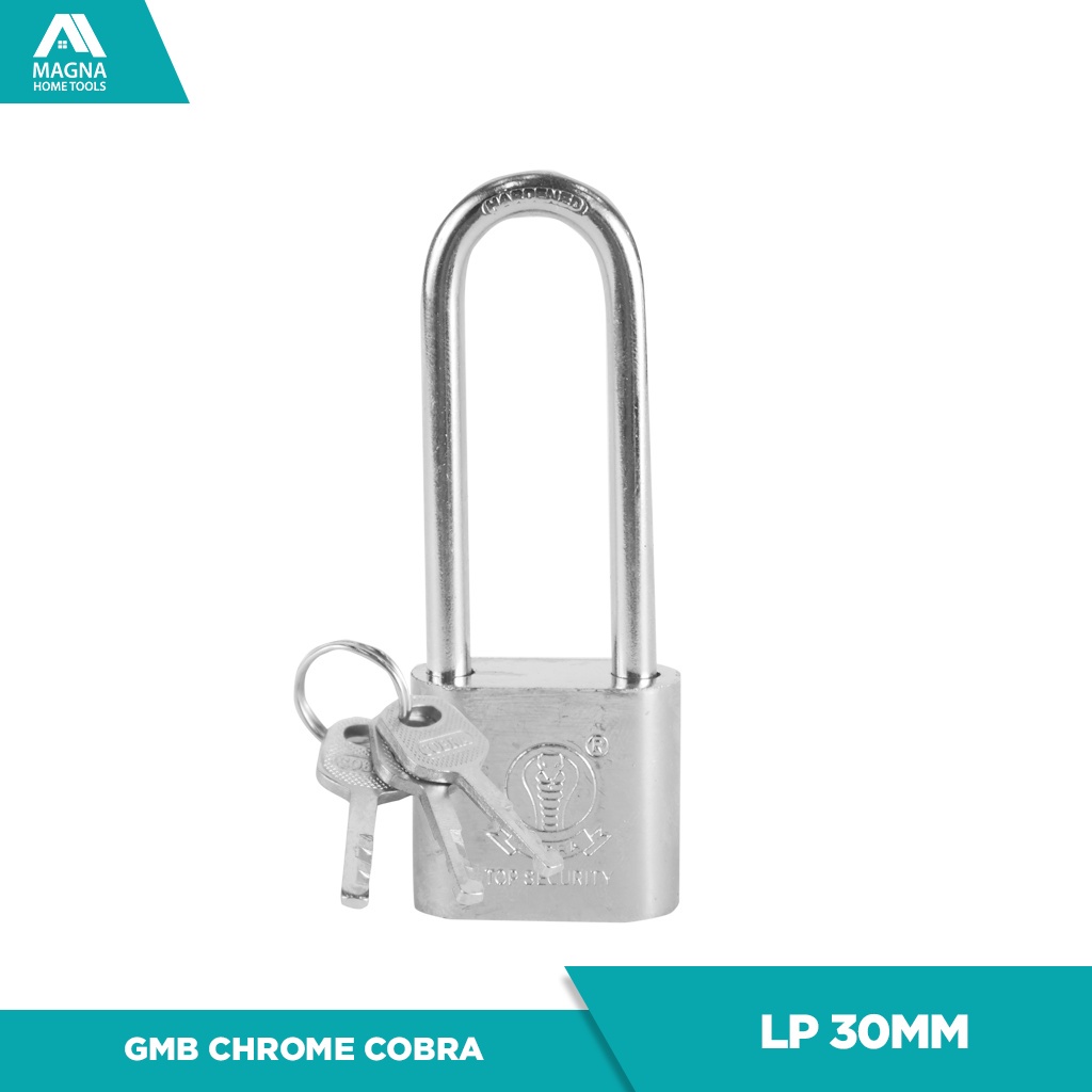 Jual GEMBOK CHROME/STAINLESS/PUTIH/PAGAR/PINTU/MOTOR COBRA/IGM LEHER PANJANG 30 MM | Shopee ...