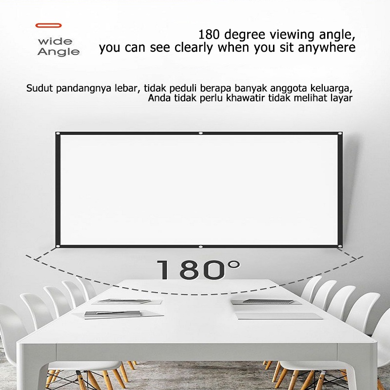 Jual QIAOLET Layar Proyektor Dinding Wallscreen 100 inch Lipat HD 16: 9 ...
