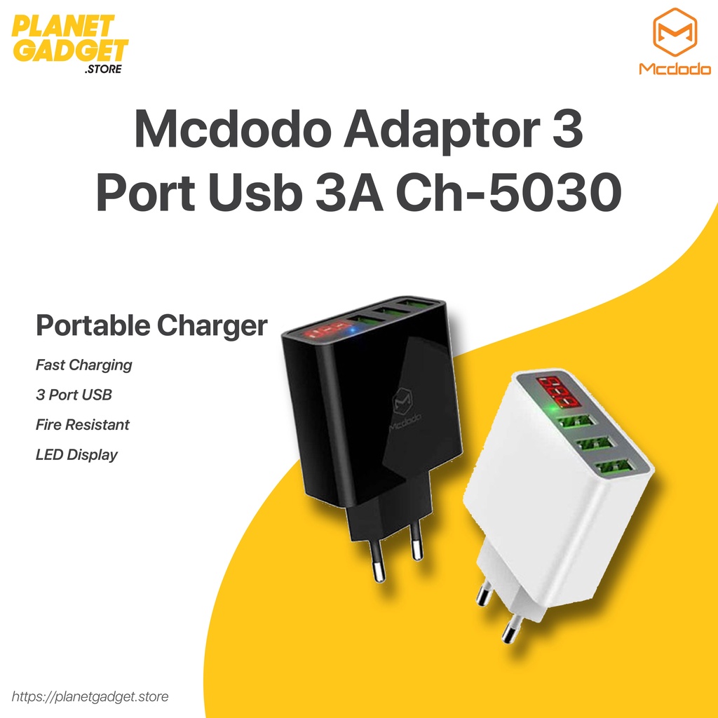 Jual Mcdodo Adapter 3 Port Usb 3A Ch-5031 Black | Shopee Indonesia