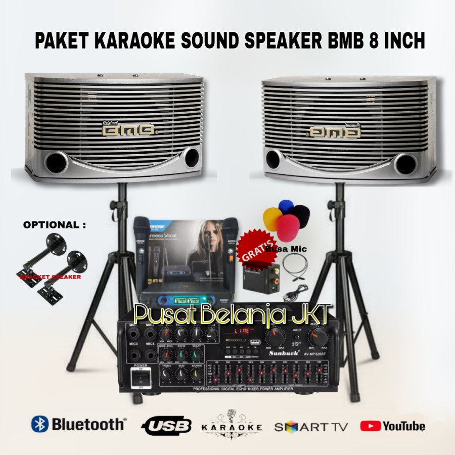 Jual PAKET KARAOKE SOUND SYSTEM BMB SPEAKER 8 INCH AMPLI USB BLUETOOTH ...
