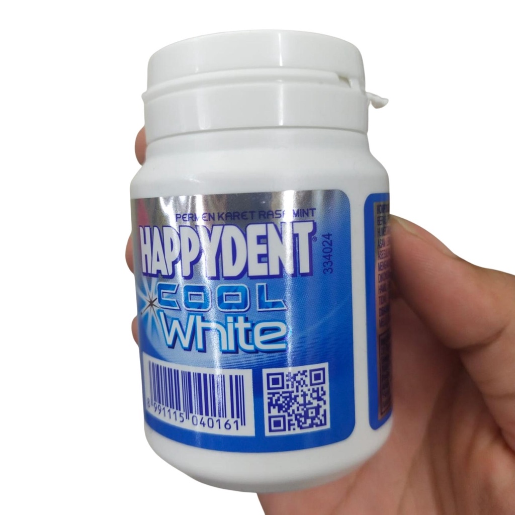Jual Happydent Cool White Botol 52,8gr isi 44 butir Permen Karet Rasa ...