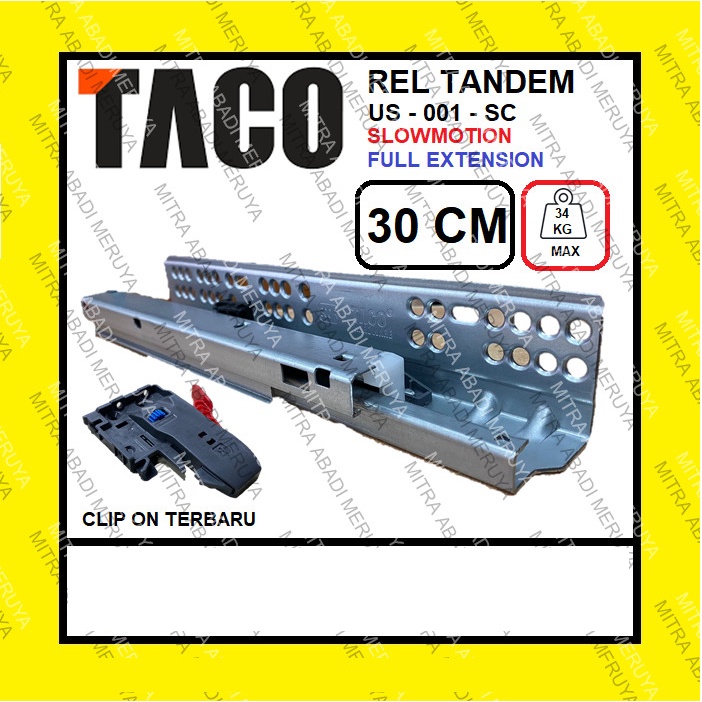 Jual Rel Laci Tandem TACO 30 cm Soft Close Slowmotion Full Double ...