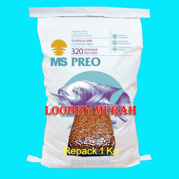 Jual Pakan Pelet Ikan MS PREO 320 (REPACK) 1 KG Nila Lele Protein Tinggi | Shopee Indonesia