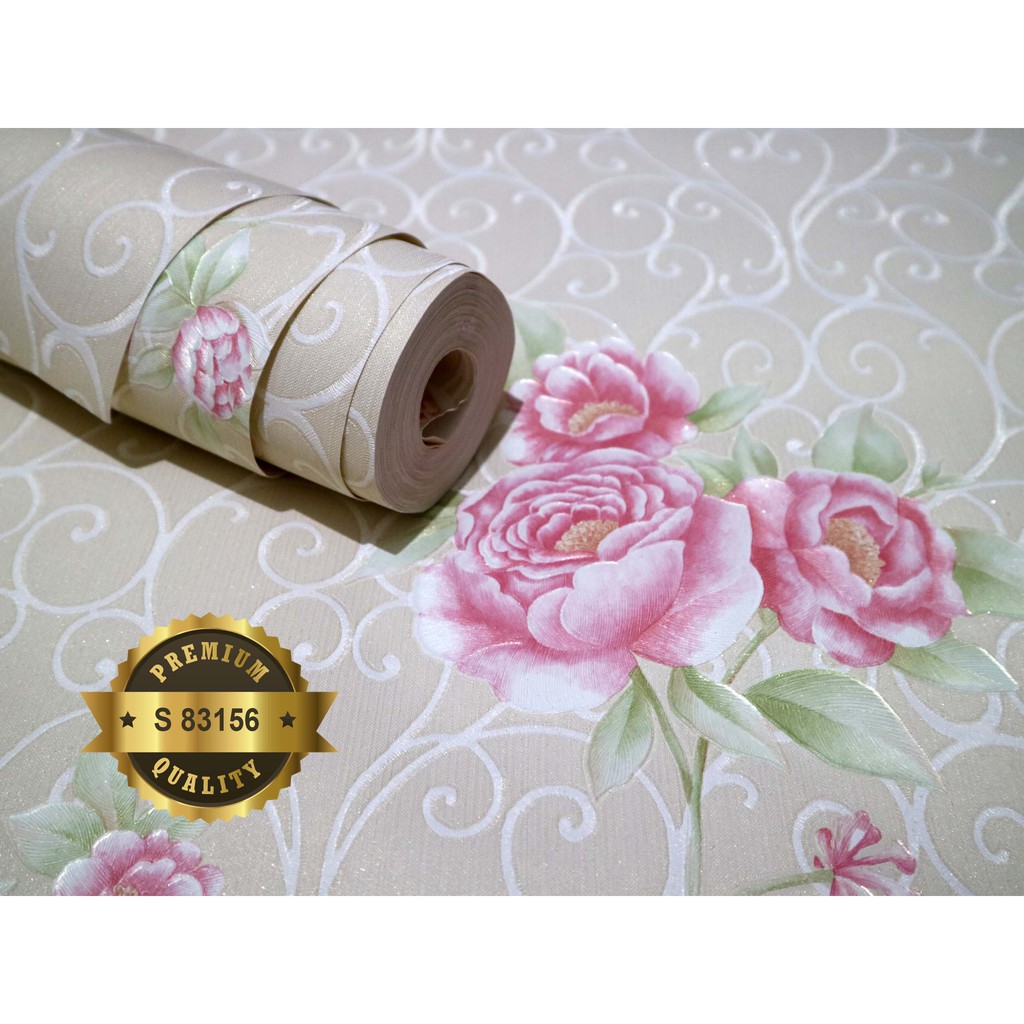Jual WALLPAPER VINYL BUNGA PINK KALEM ELEGANT SEPERTI DIHOTEL 45CM X ...