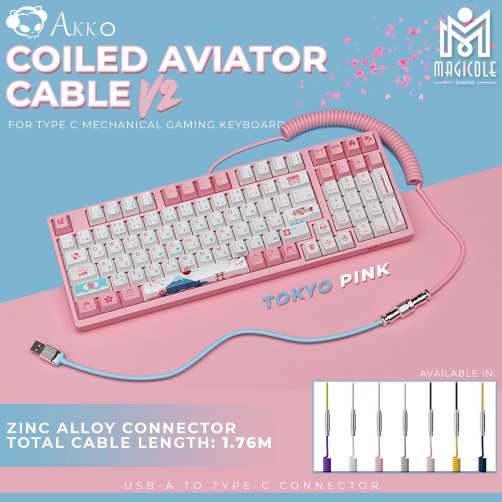 Jual Akko Coiled Aviator Cable V2 for Type-C Mechanical Gaming Keyboard ...
