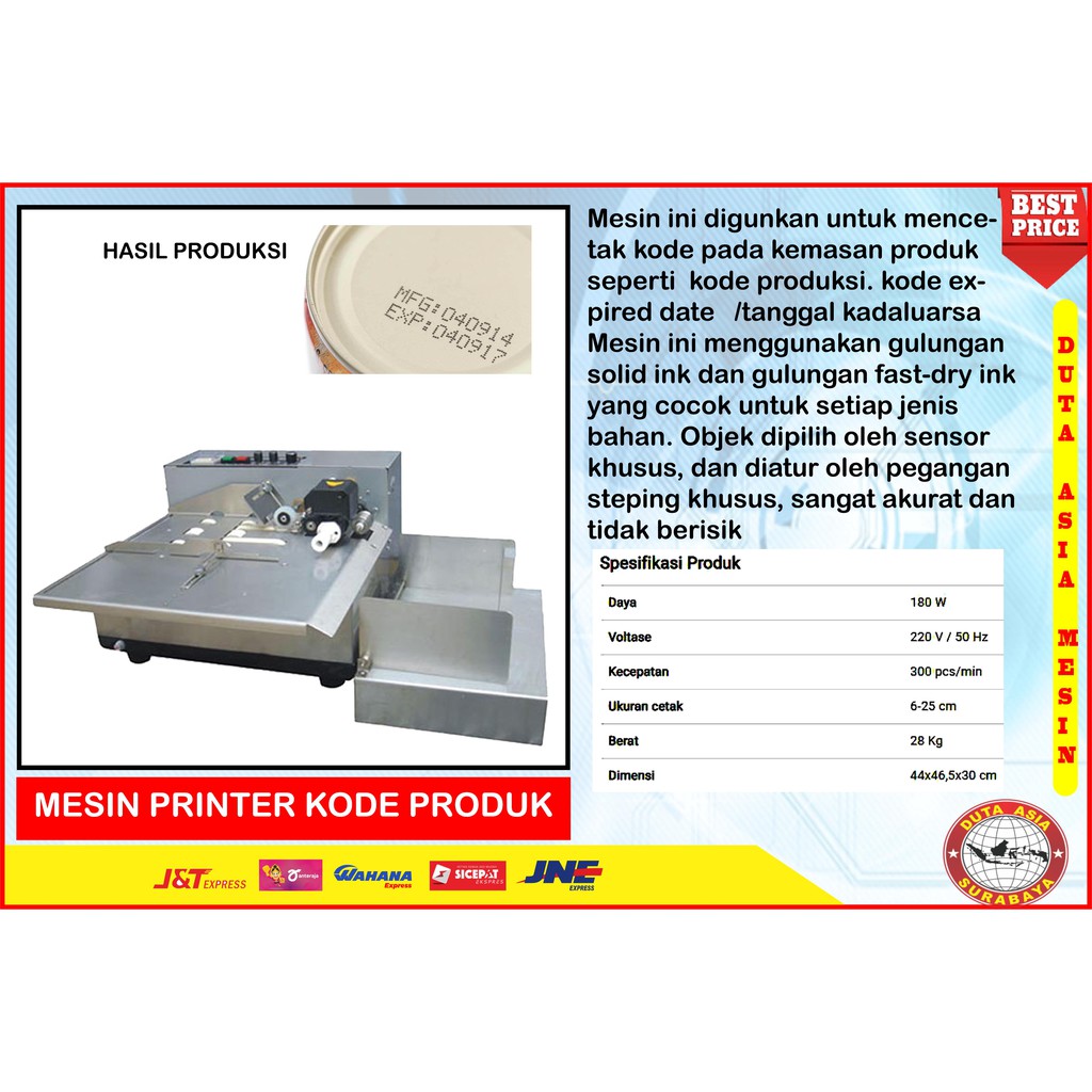 Jual MESIN SOLID INK CODING MACHINE/ MESIN TINTA PRINT CODE PRODUKSI ...