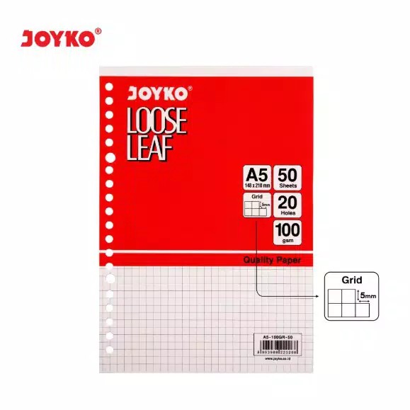 Jual LOOSE LEAF A5 B5 GRID DOT PLAIN GARIS 100 GRAM JOYKO 50 SHEETS ISI BINDER REFILL KOTAK ...